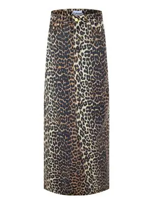 GANNI Leopard Print Maxi Skirt - Black