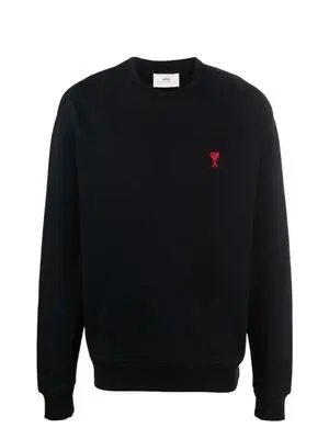 AMI Paris Crewneck Sweatshirt With Embroidered Logo - Black