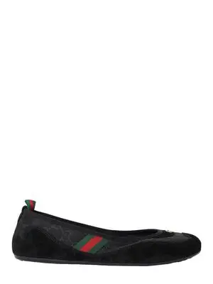 AQUAZZURA Ballet Flats With Web Stripe Detail - Black