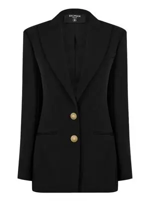 Balmain Single Breasted Blazer With Gold Buttons - Black
