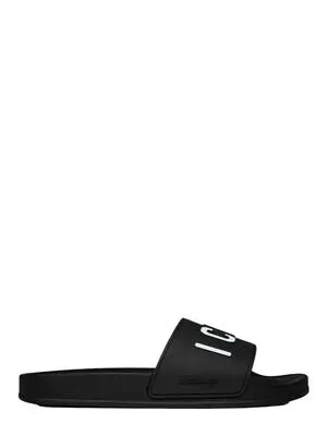 Dsquared2 Printed Flat Slippers - Black