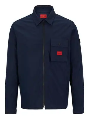Hugo Boss Zip-up Casual Jacket With Stand Collar - Black