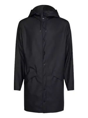 Rains Long-sleeved Hooded Raincoat - Black