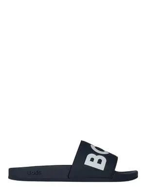 Hugo Boss Boss Slide Sandals With Logo Detail - Black