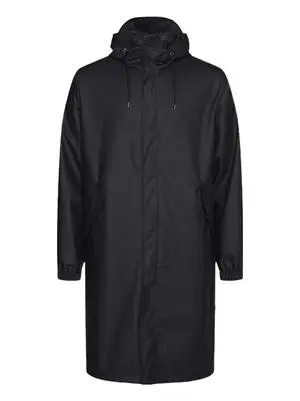 Rains Long-sleeved Hooded Coat - Black