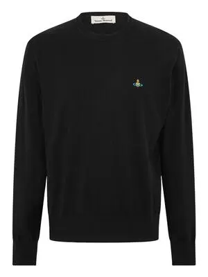 VIVIENNE WESTWOOD Wool Sweater With Embroidered Logo - Black