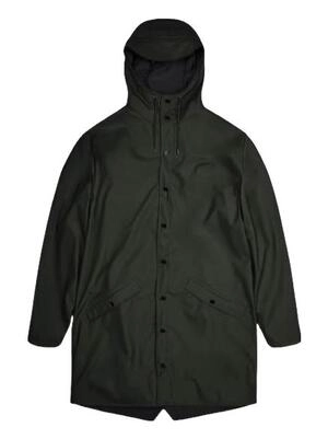 Rains Hooded Long Raincoat - Black