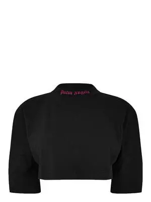 Palm Angels Logo Cropped T-shirt - Black