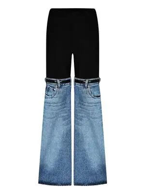 Coperni Paneled Flared Trousers With Elastic Waist - Blue
