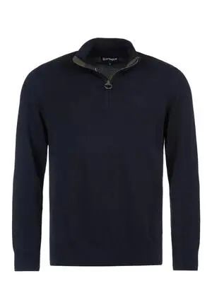 Barbour Half-zip Jumper With Checked Lining - Navy