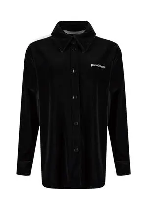Palm Angels Long Sleeve Jacket With Logo And Side Stripes - Black