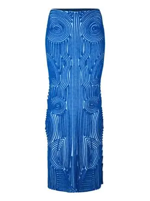 Off-White Knit Maxi Skirt - Blue