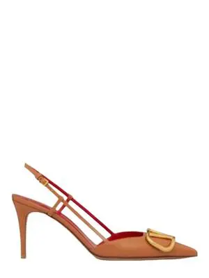 Valentino Garavani Vlogo Signature Pointed Toe Slingback Pumps - Brown