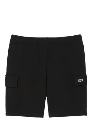 Lacoste Cotton Cargo Shorts With Elastic Waist - Black