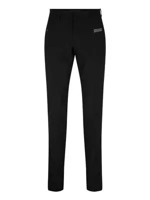 Off-White Slim-fit Cropped Pants With Letter Print - Black