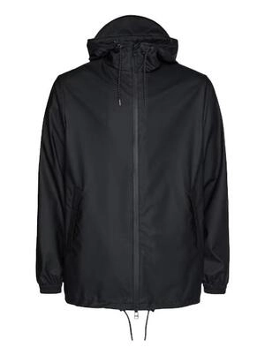 Rains Zip-up Hooded Casual Jacket - Black