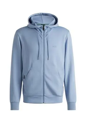 Hugo Boss Green Full-zip Hoodie With Adjustable Drawstring Hood - Blue