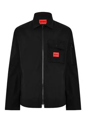 Hugo Boss Hugo Emmond Cotton Long Sleeve Zip Overshirt - Black