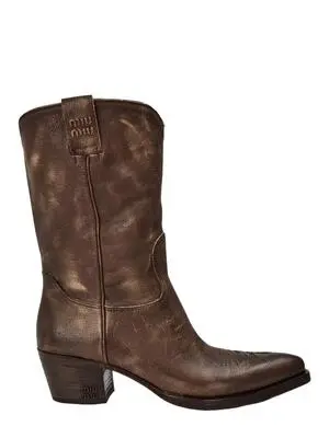 MIU MIU Miu Miu Logo Denim Ankle Boots