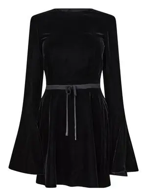 Saint Laurent Velvet Mini Dress With Open Back - Black