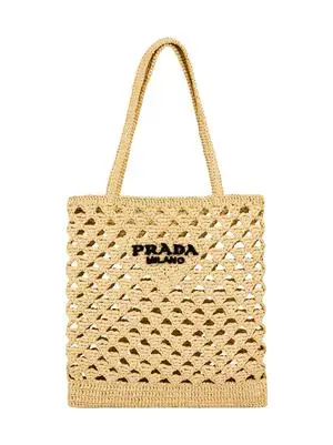 Prada Woven Crochet Tote - Nude