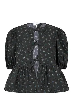 GANNI Ganni Short Sleeve Graphic Print Shirt