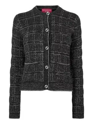 Gucci Gucci Lurex Checked Jacquard Cardigan Black