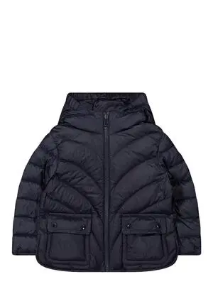 Moncler Logo Patch Hooded Down Jacket - Black
