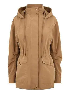 Moncler Parka With Detachable Hood And Drawstring Waist - Brown