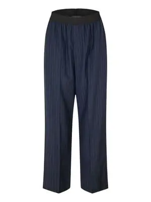 Balenciaga Pinstriped Elastic Waist Trousers - Black