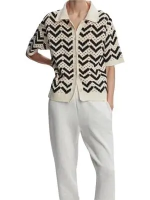Varley Varley Anais Zigzag Knit Top Birch