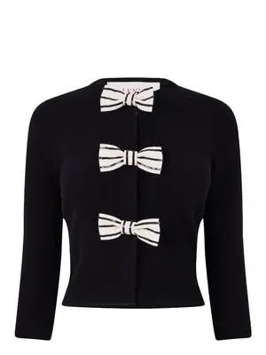 Valentino Garavani Bow Detail Knit Cardigan - Black