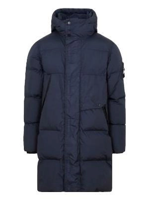 Stone Island Logo Patch Puffer Coat - Blue