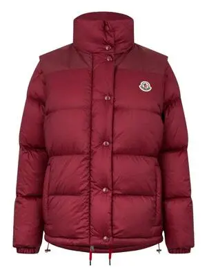Moncler Short Down Jacket With Drawcords - Red