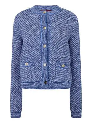 Gucci Gucci Crew Neck Cardigan With Double G Buttons Blue