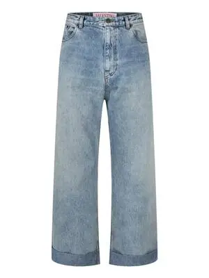 Valentino Garavani Wide-leg Denim Trousers - Gray