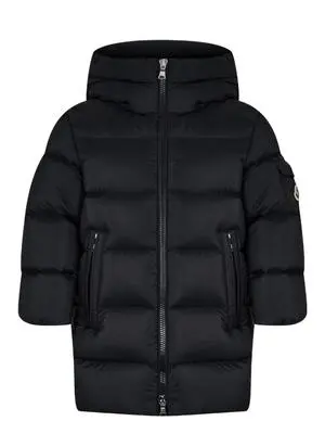 Moncler Logo Patch Hooded Down Jacket - Black