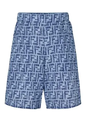 Fendi Logo Printed Shorts - Blue