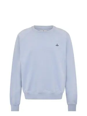 VIVIENNE WESTWOOD Logo Cotton Orb Crew Neck Sweatshirt - Blue
