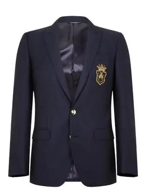 Dolce & Gabbana Single-button Embossed Patch Suit Jacket - Black
