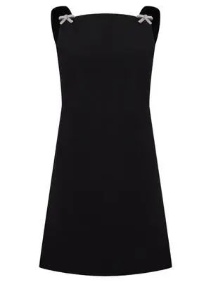 Prada Sleeveless Mini Dress With Jewelry Bow Appliqu - Black