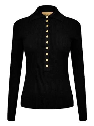 GUCCI Gucci Fine Rib Long Sleeve Polo Shirt