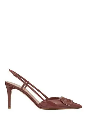 Valentino Garavani Vlogo Signature Pointed Toe Slingback Pumps - Brown
