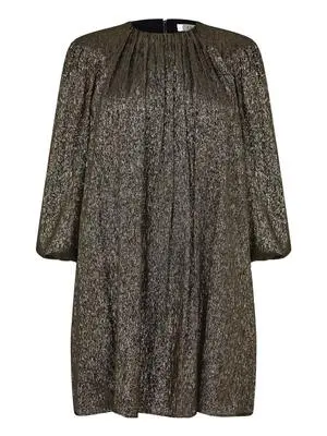 Chloé Gold Shimmer" Smock Dress - Black
