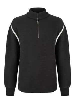 MAISON MARGIELA Half-zip Sweater With Contrast Elbow Patches - Black