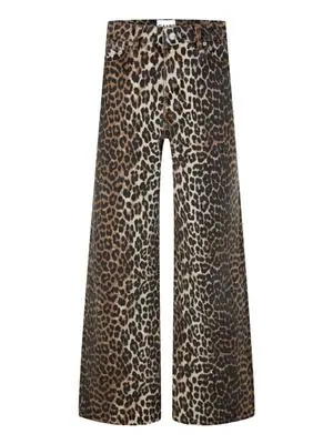 GANNI Ganni Leopard Print Denim Trousers
