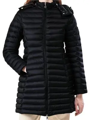 Moncler Hooded Down Jacket With Fitted Waist - Black