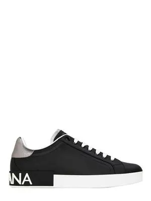 Dolce & Gabbana Logo Portofino Leather Low-top Trainers - Black