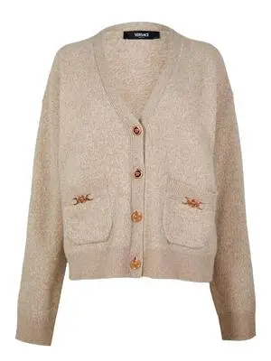 VERSACE Versace V-Neck Button-Front Cardigan With Pockets
