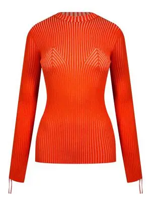 Off-White Ribbed Knit Sweater - Red